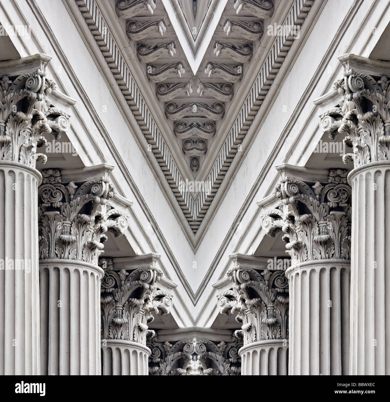 Mirror Image of Ornate Corinthian Columns and other Details on Bank ...