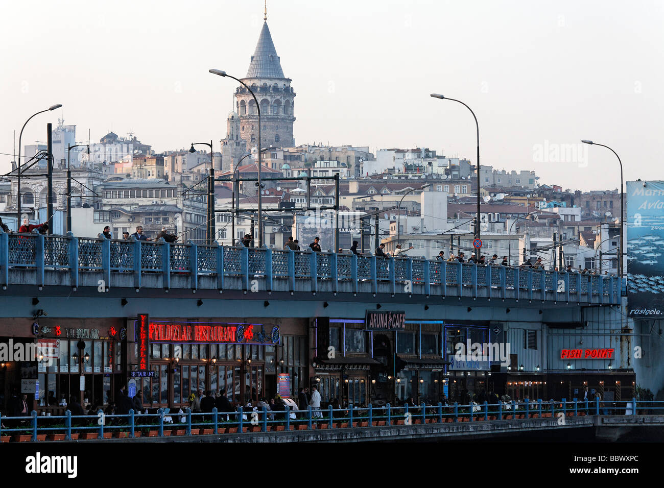 Galata Bridge, restaurants in the basement, Galata Tower, Eminoenue ...
