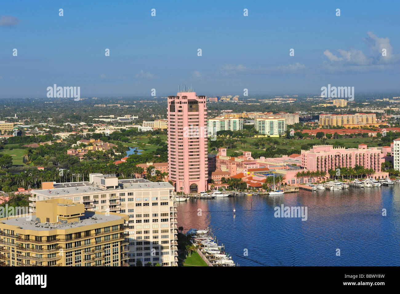south florida skyline of resorts from aerial view Stock Photo - Alamy