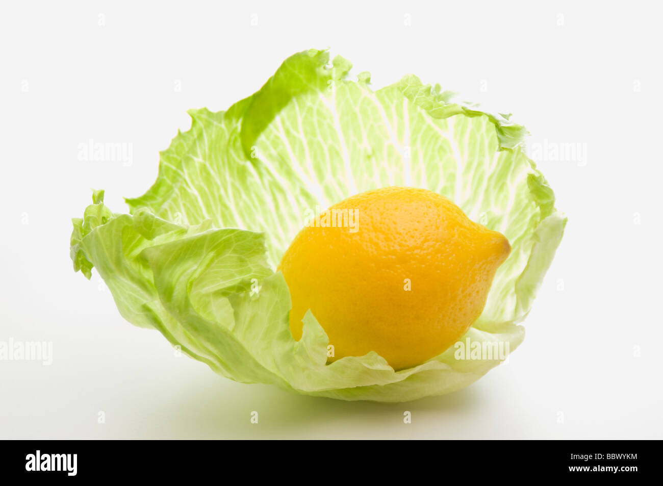 Lemon with lettuce leaf Stock Photo - Alamy