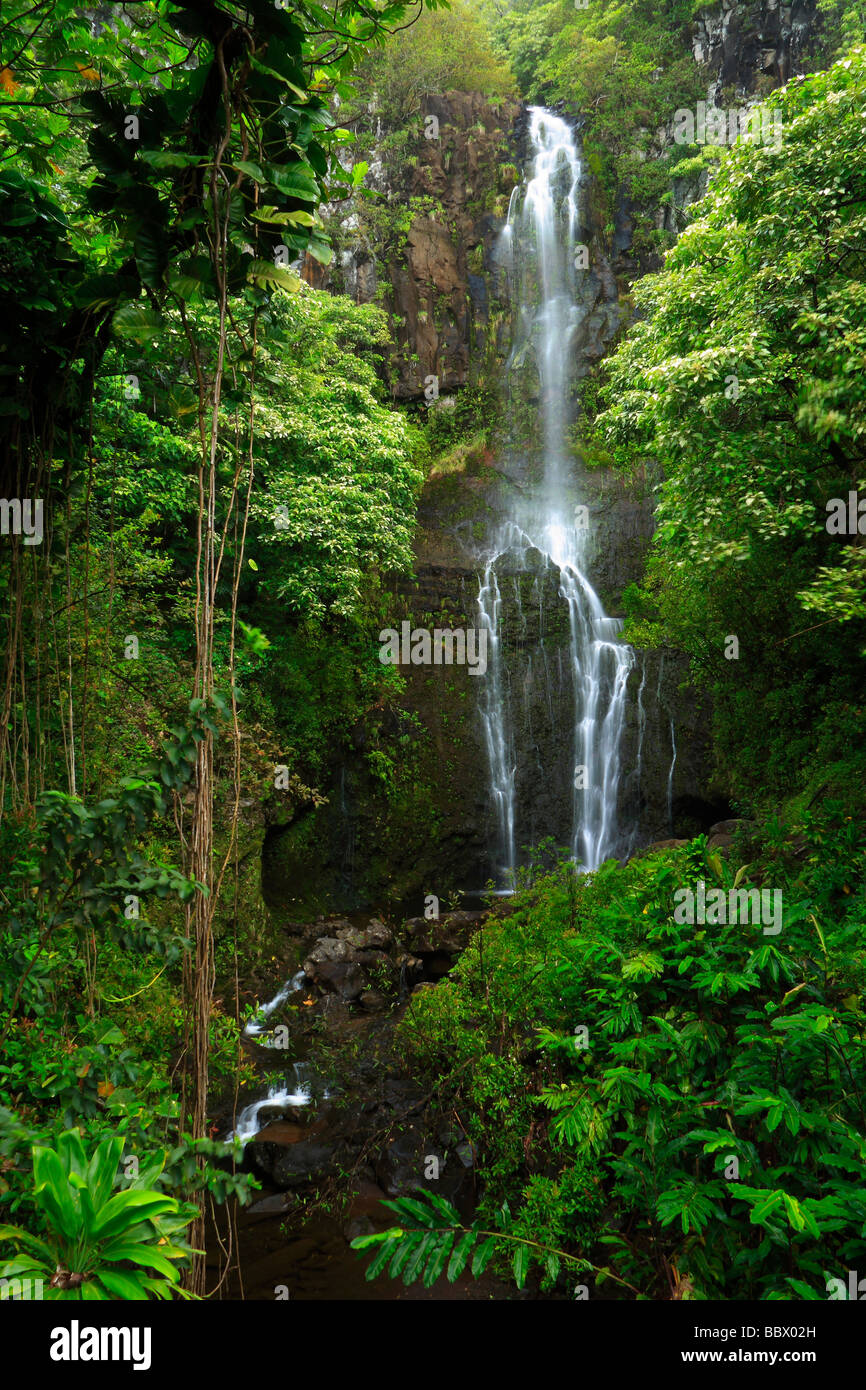 View of Wailua waterfall on Maui Stock Photo - Alamy