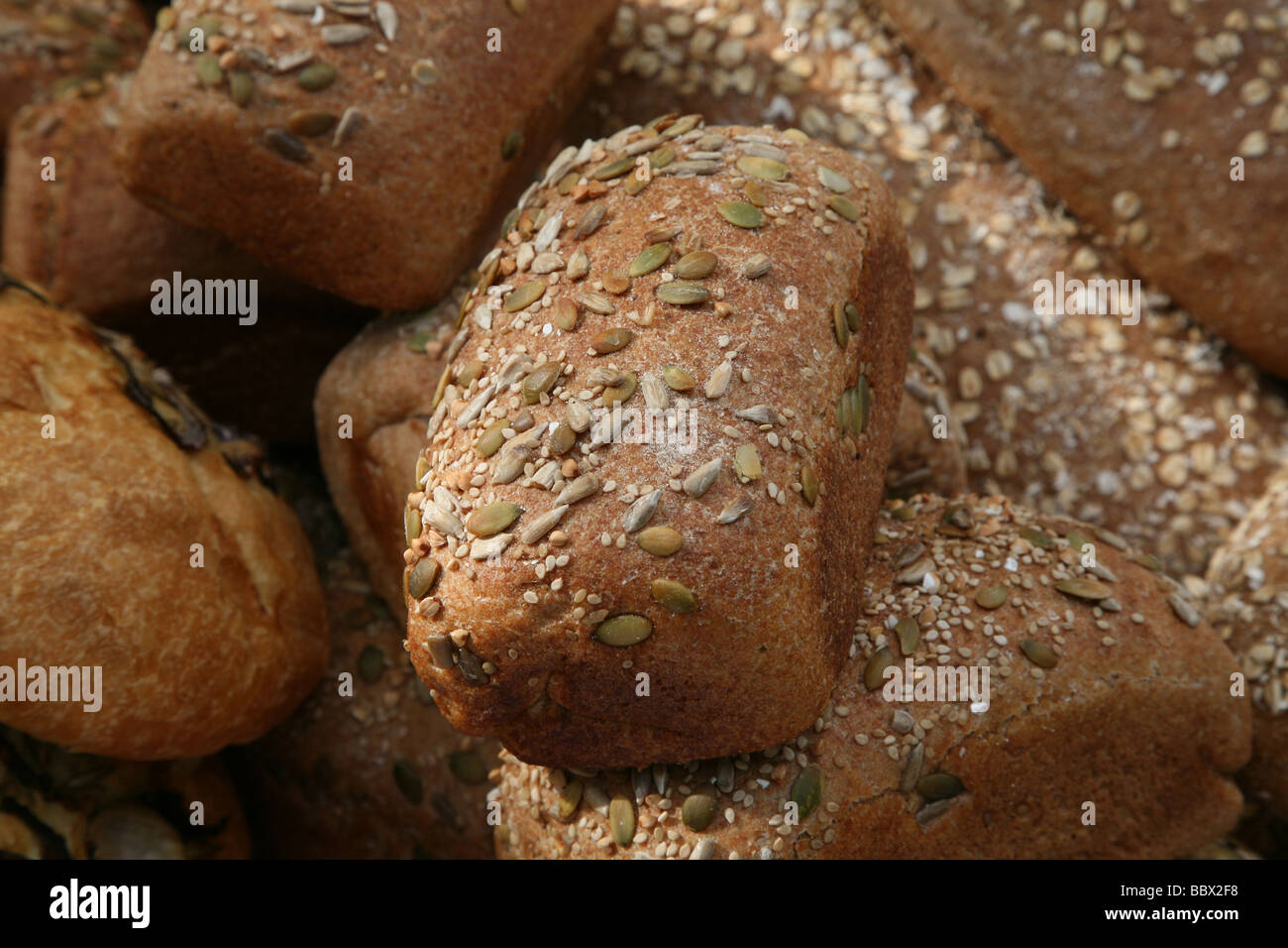 Bread on display at a market stall Stock Photo - Alamy