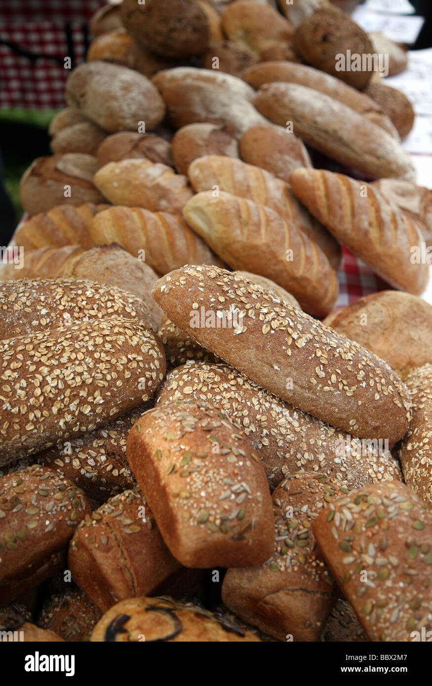 Bread on display at a market stall Stock Photo - Alamy