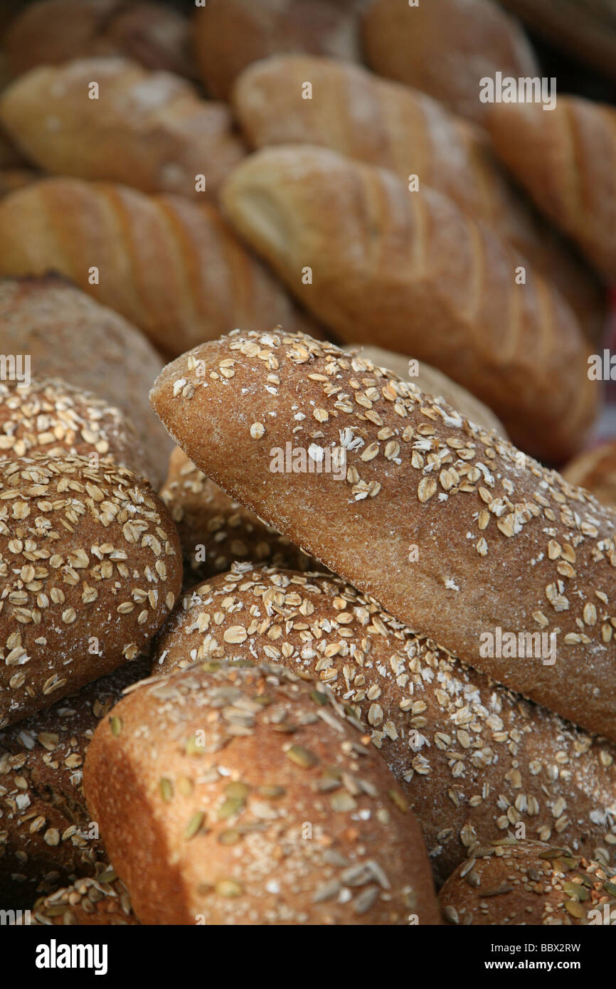Bread on display at a market stall Stock Photo - Alamy