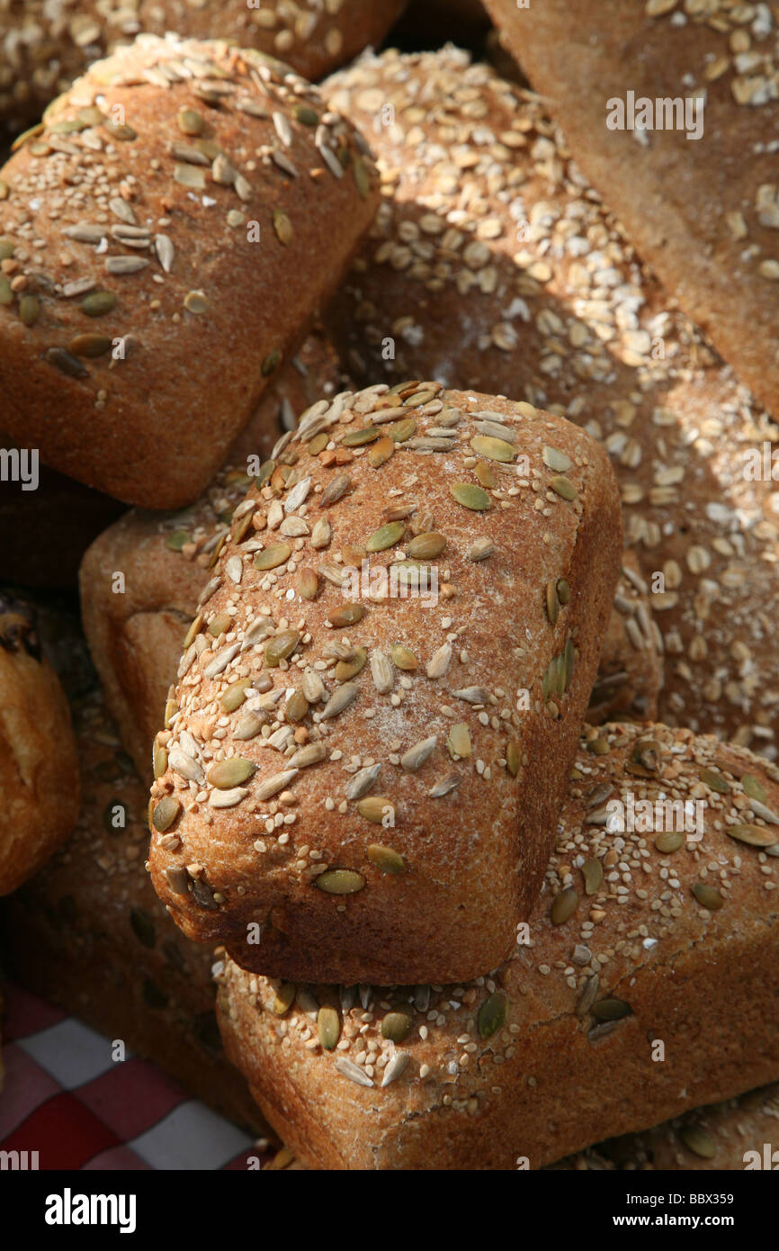 Bread on display at a market stall Stock Photo - Alamy