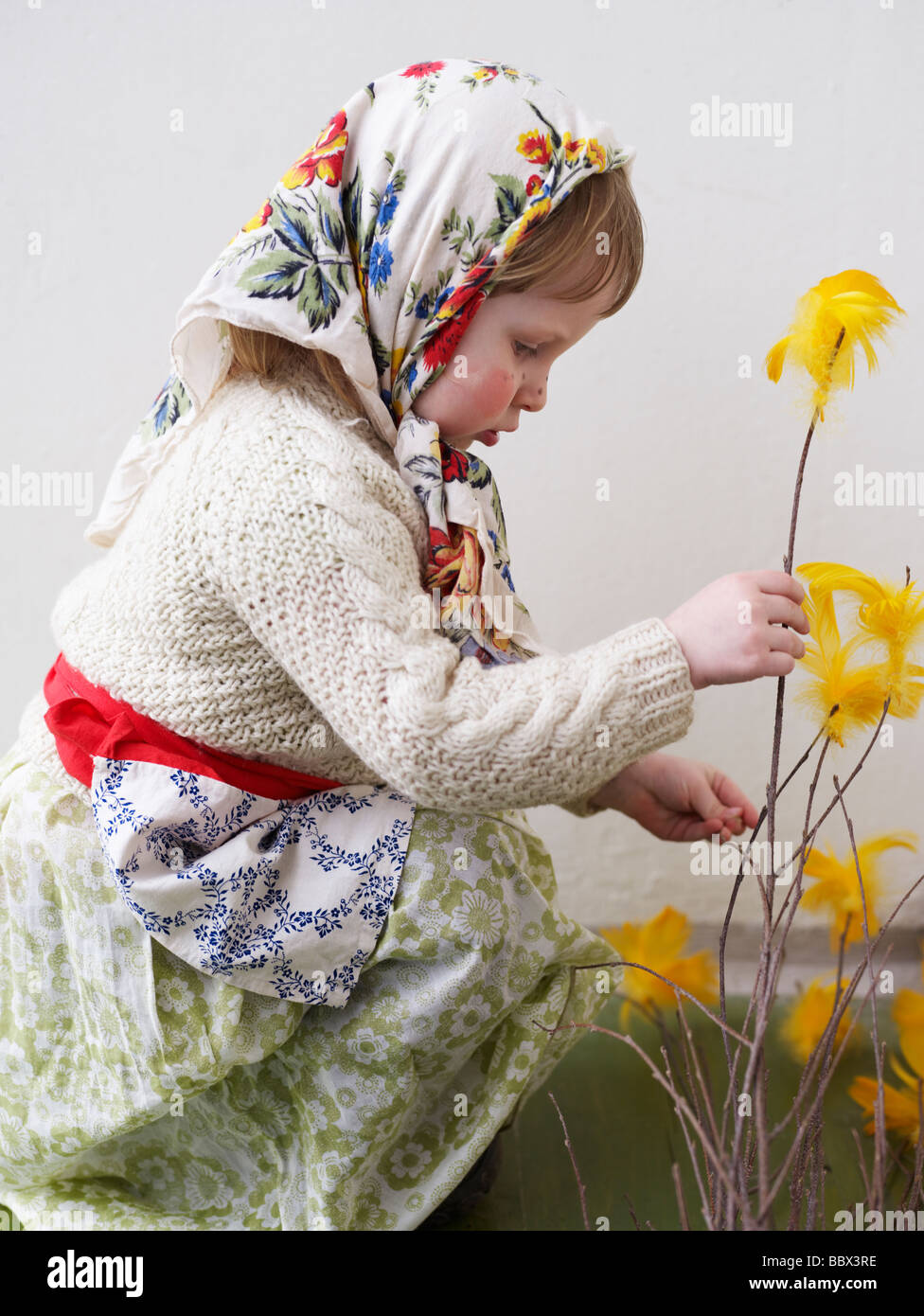 A young girl dressed up as an Easter witch Sweden Stock Photo - Alamy
