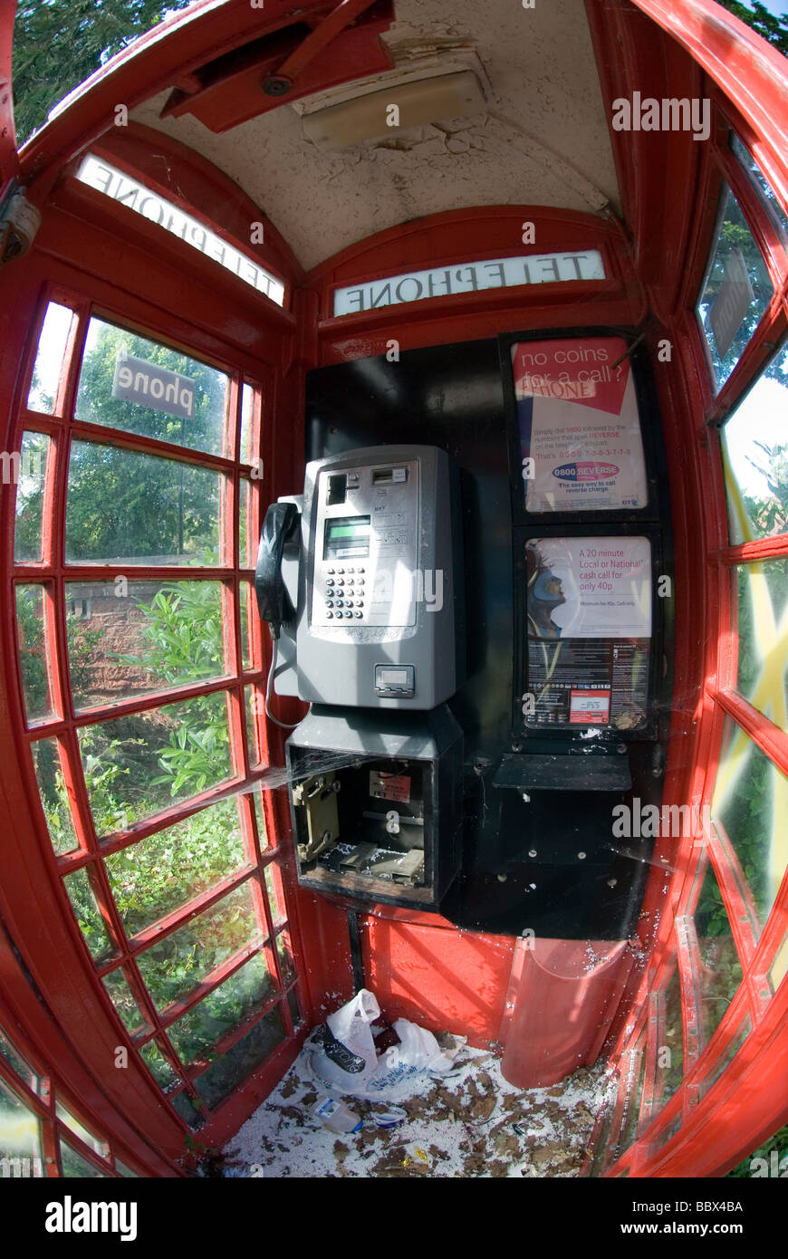 interior of Vandalised phonebox Stock Photo - Alamy