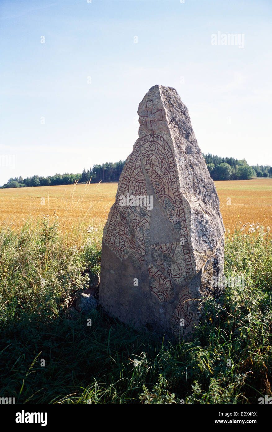 A rune stone Sweden Stock Photo - Alamy