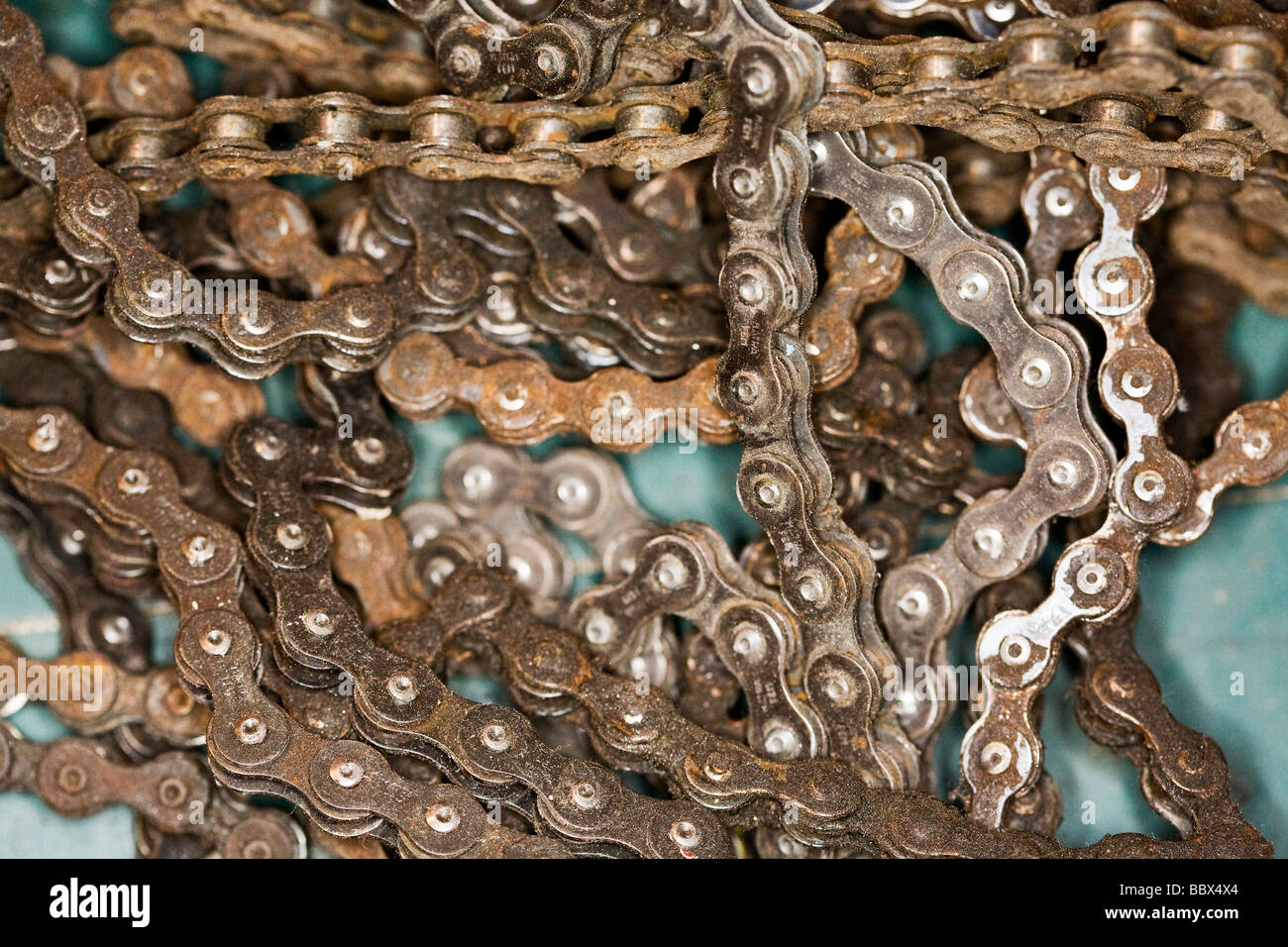Bicycle chains close-up Stock Photo - Alamy