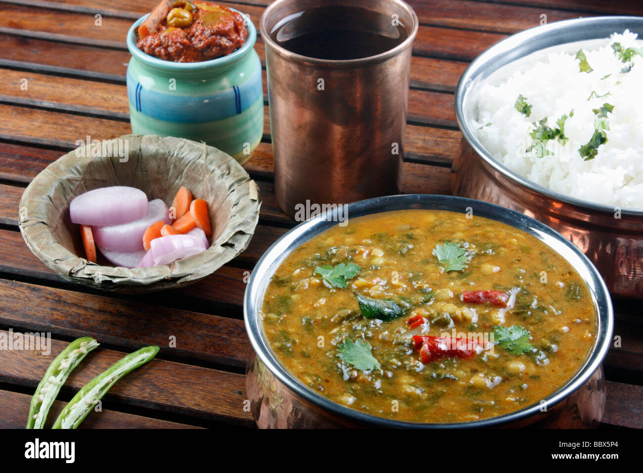 Palak tuvar dal is a spicy spinach and lentil preparation Stock Photo ...