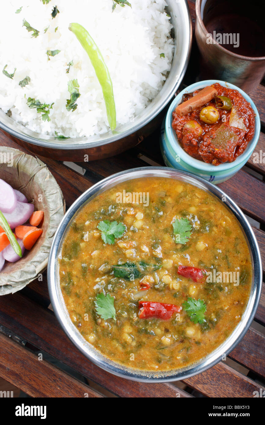 Palak tuvar dal is a spicy spinach and lentil preparation Stock Photo ...