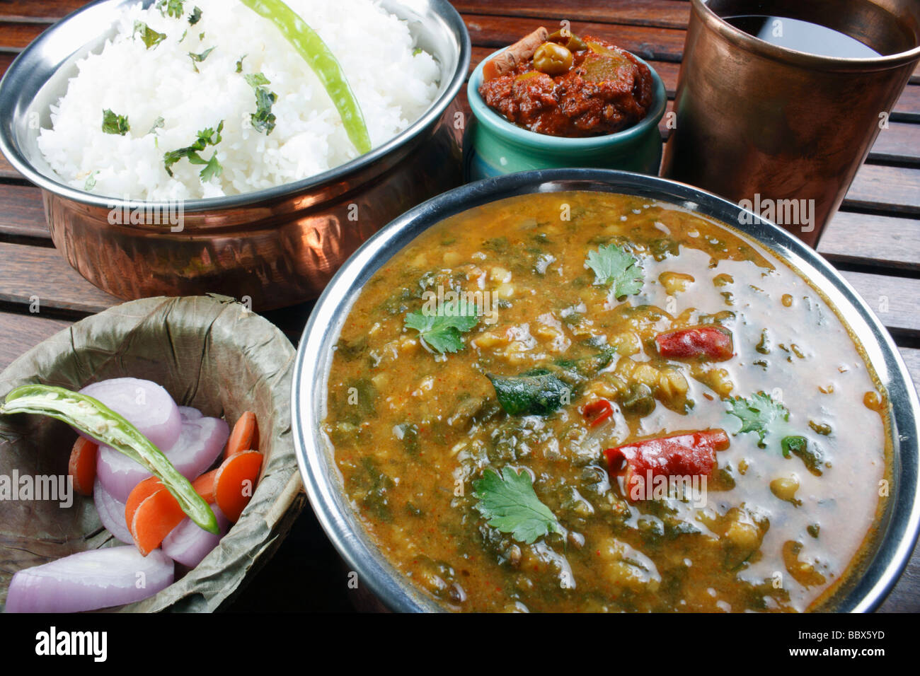 Palak tuvar dal is a spicy spinach and lentil preparation Stock Photo ...