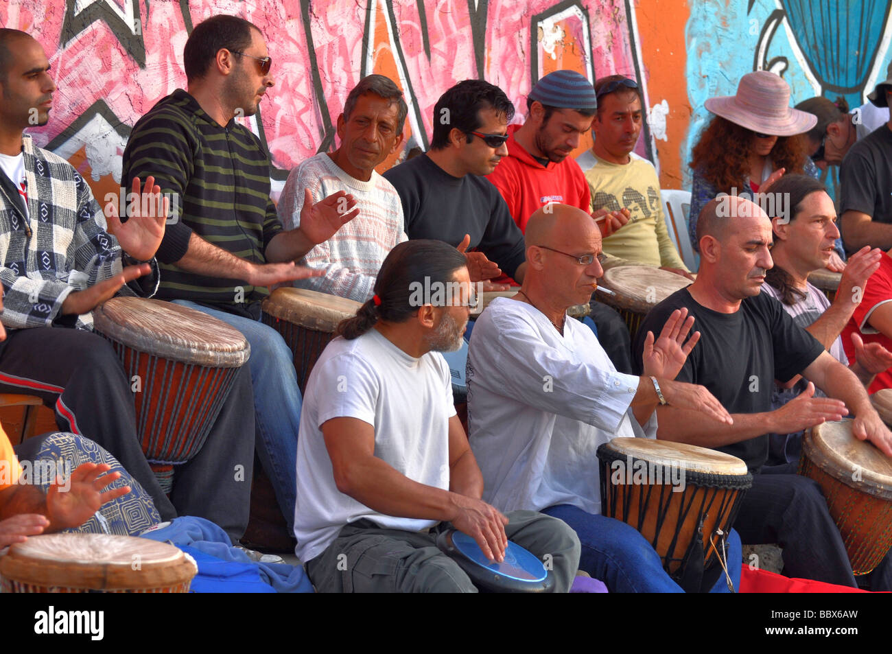 Israel Tel Aviv drum beach Beach party Stock Photo - Alamy