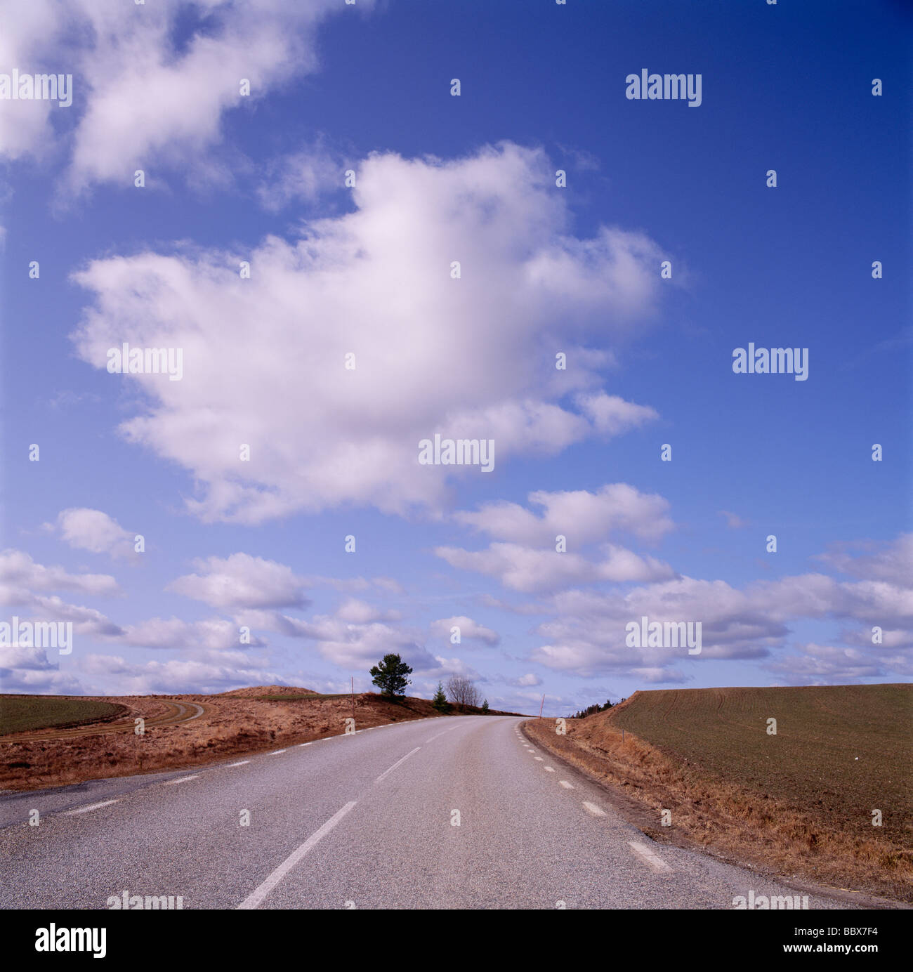 Road under cloudy sky Stock Photo - Alamy