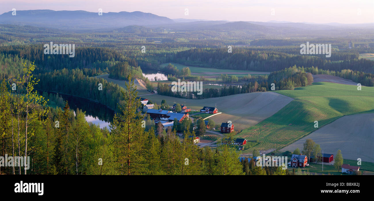 Houses by a river Angermanland Sweden Stock Photo - Alamy