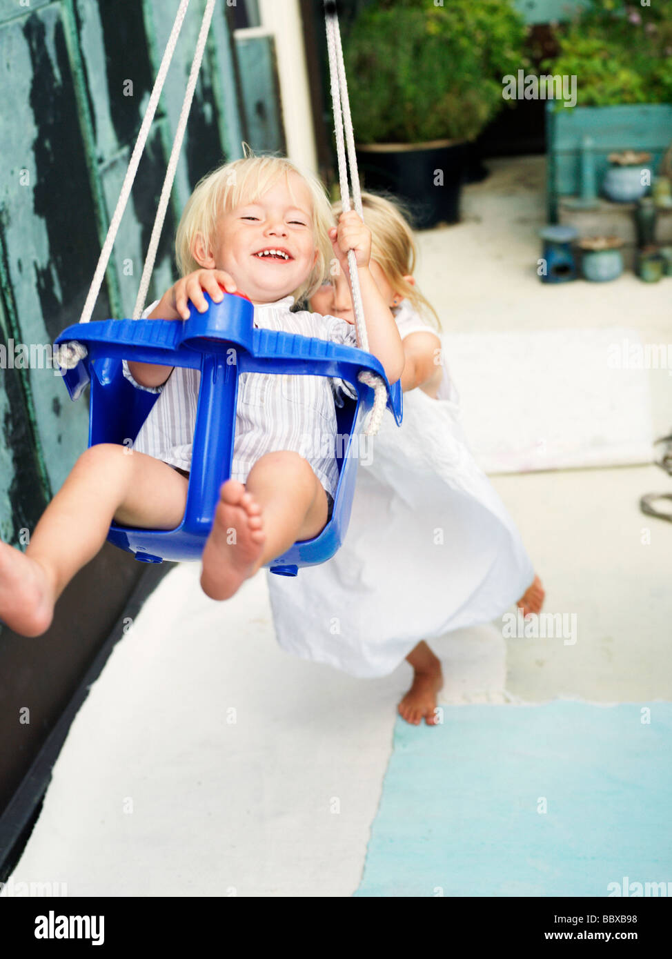 Two children playing Stockholm Sweden Stock Photo - Alamy