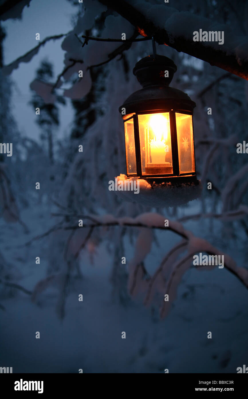 Candle hanging in tree outdoors hi-res stock photography and images - Alamy