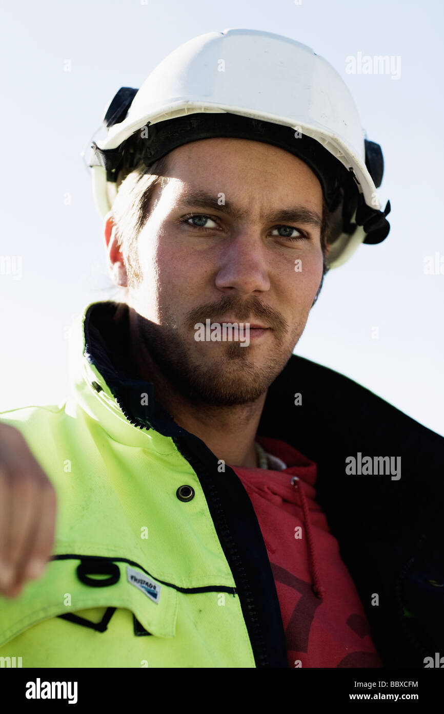 A building worker at a building site Sweden Stock Photo - Alamy