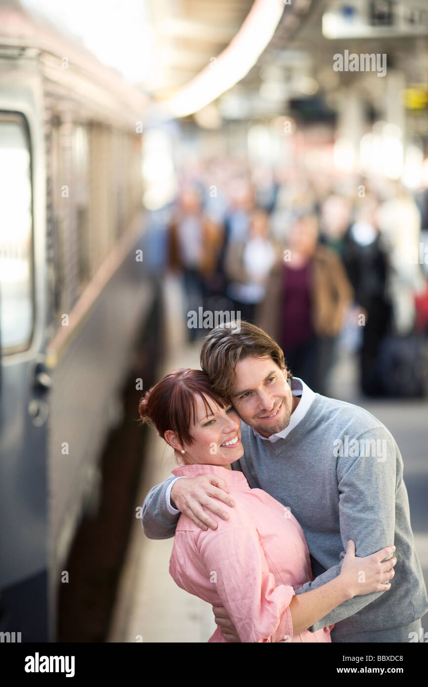 A couple on a train station Stockholm Sweden Stock Photo - Alamy