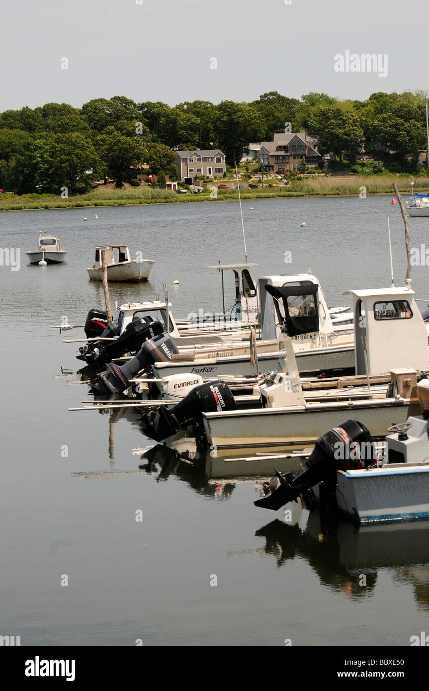 Quahog fishing boats at dock in Narragansett bay Rhode Island Stock ...