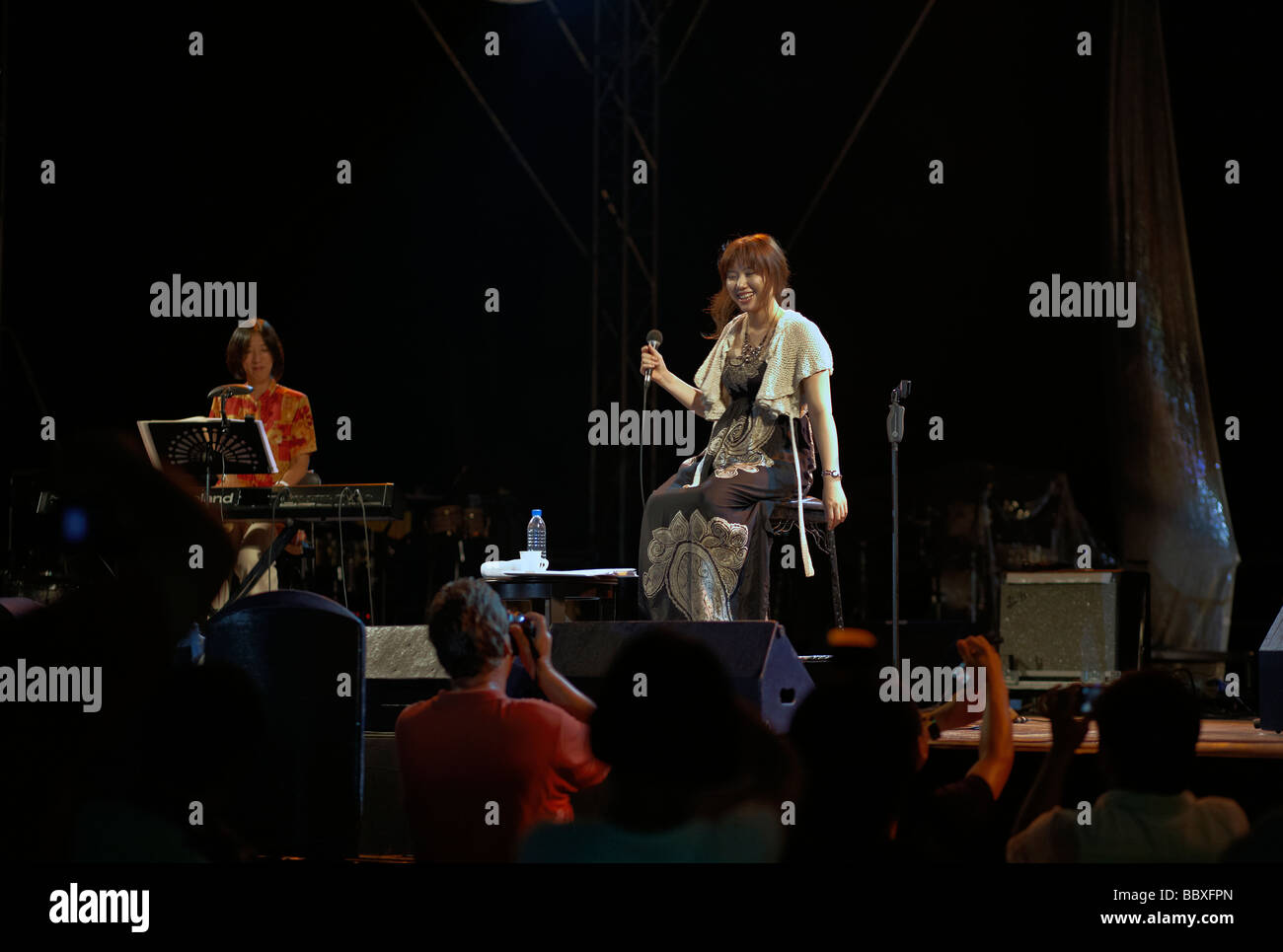Female singer stage. Noon of the Japanese "Bossa Nova Group" performing ...