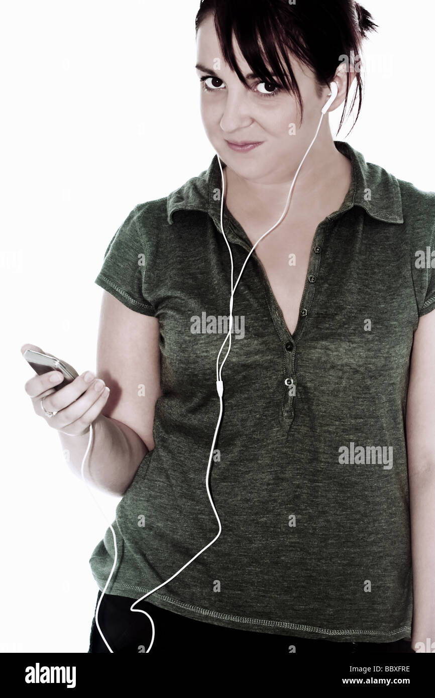 attractive girl on ipod Stock Photo - Alamy