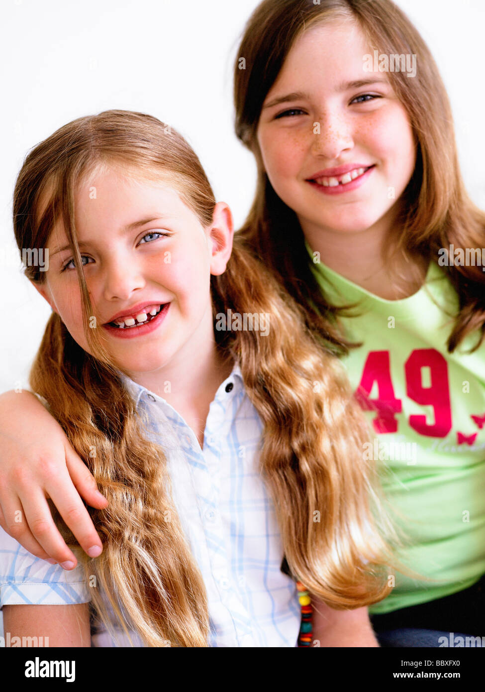 Portrait of two smiling Scandinavian girls Sweden Stock Photo - Alamy