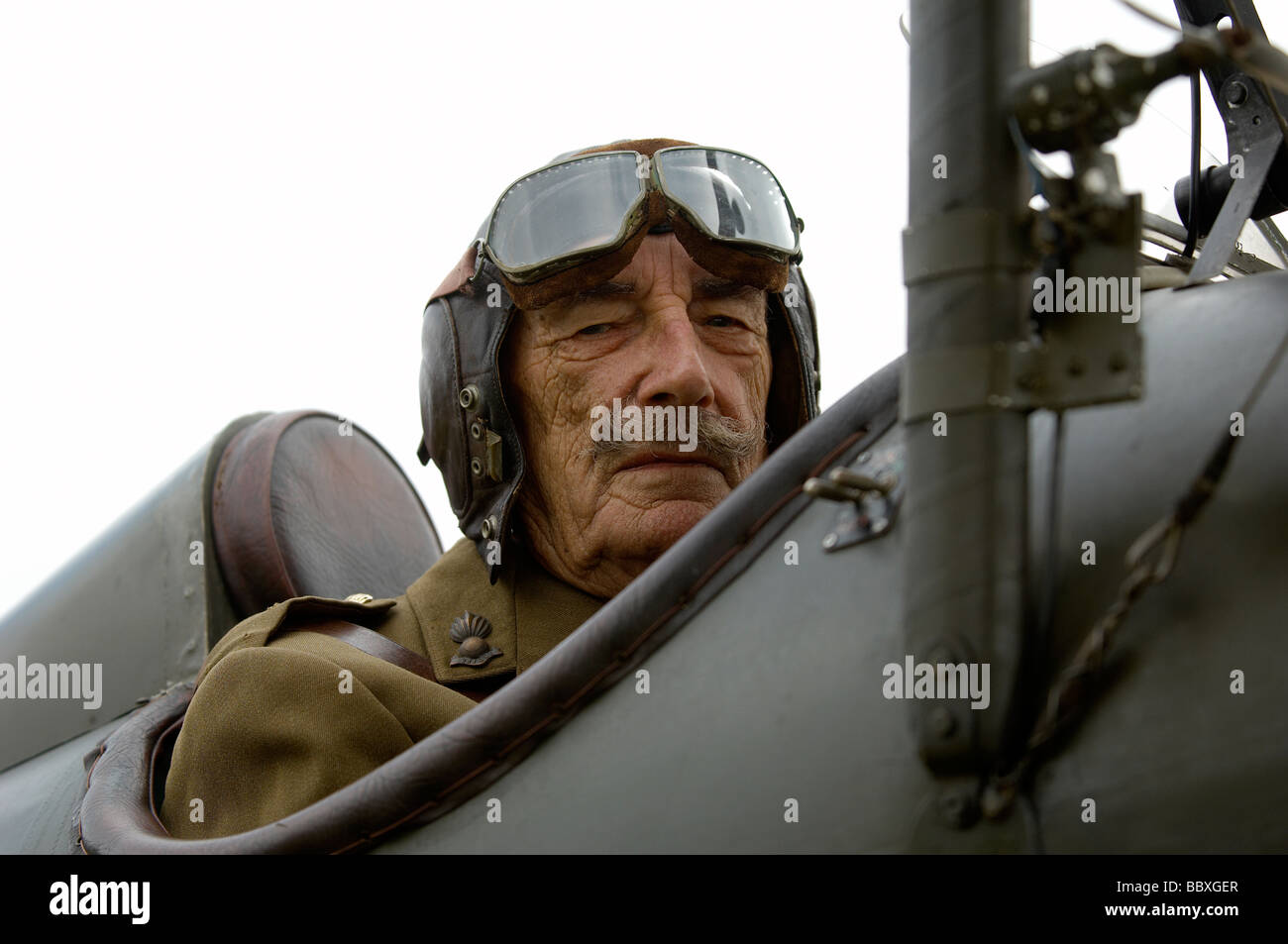 Pilot in a spitfire Popham airfield Great Britain Stock Photo - Alamy