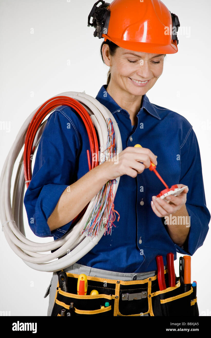 Portrait of an electrician Stock Photo - Alamy