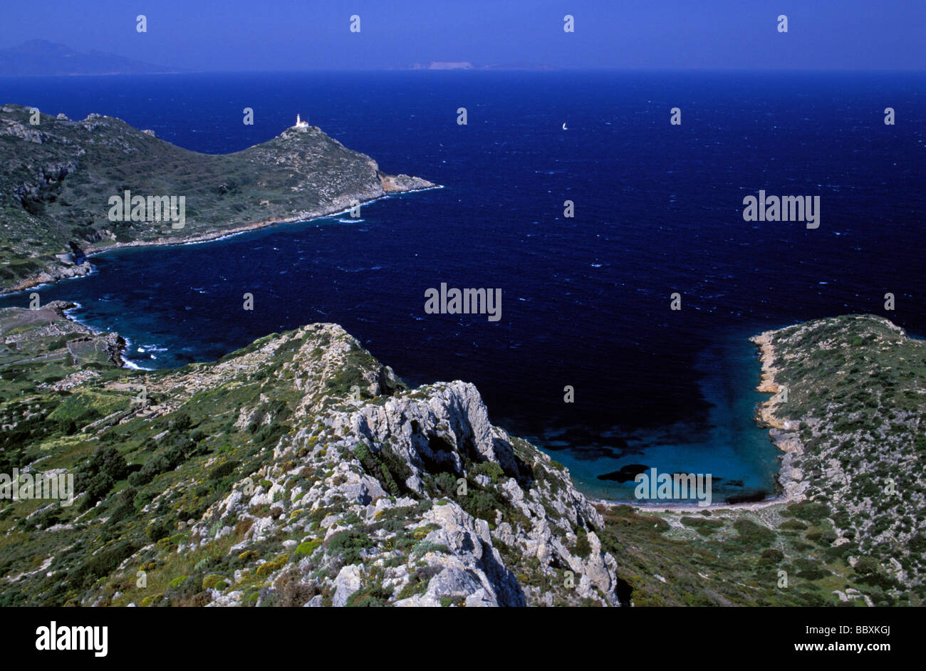 Knidos lighthouse and scenic view of Mediterranean Datca Turkey Stock ...