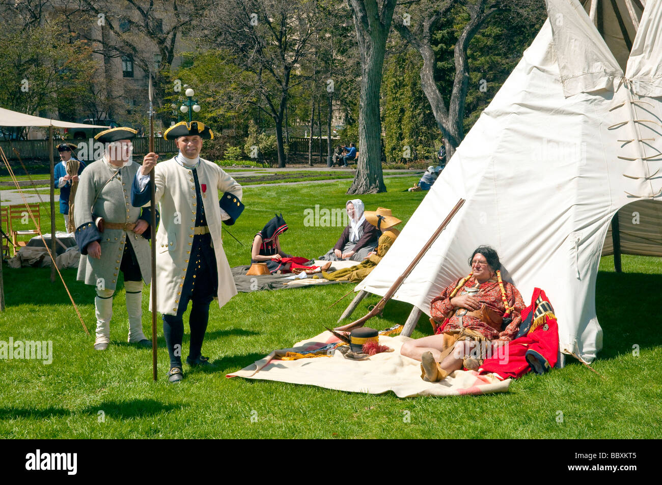 A Living History Association event with aboriginal teepee and actors in ...