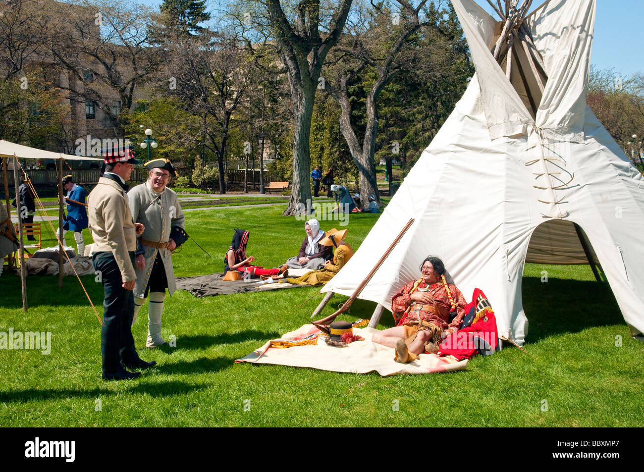 A Living History Association event with aboriginal teepee and actors in ...