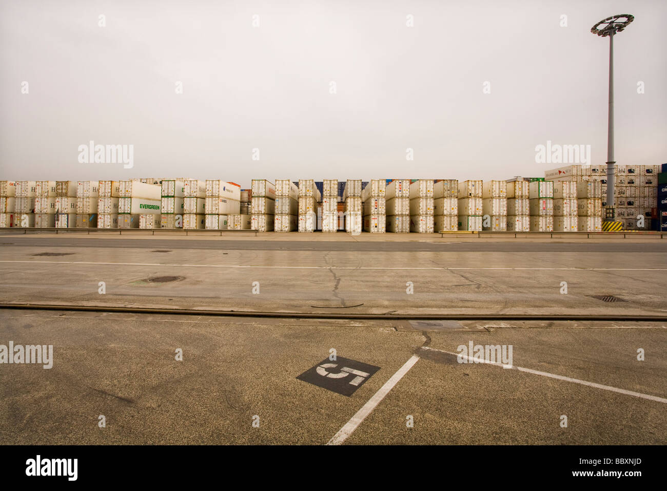 Containers port stacked hi-res stock photography and images - Alamy