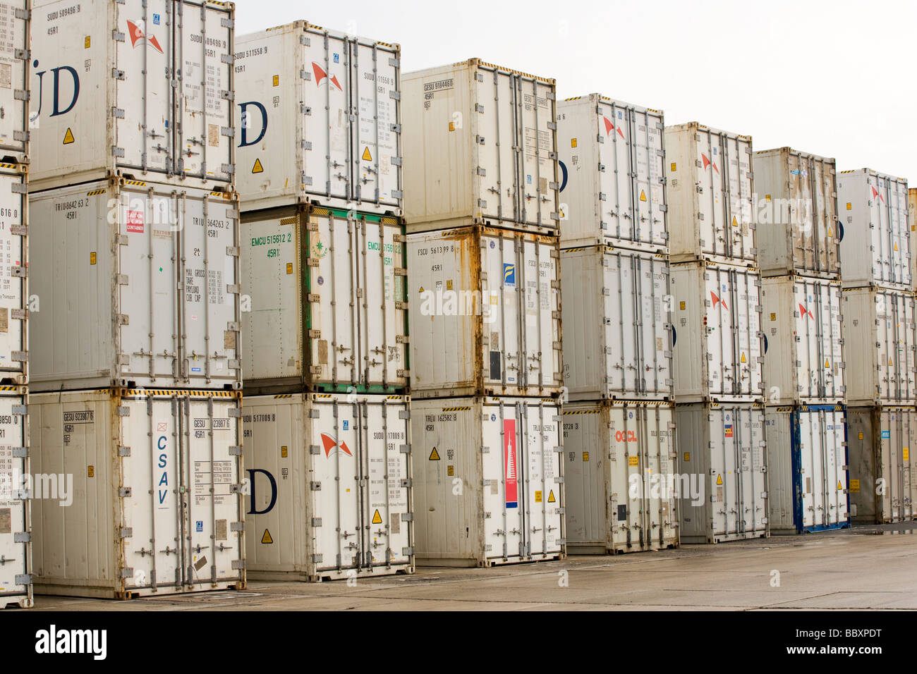 Containers port stacked hi-res stock photography and images - Alamy