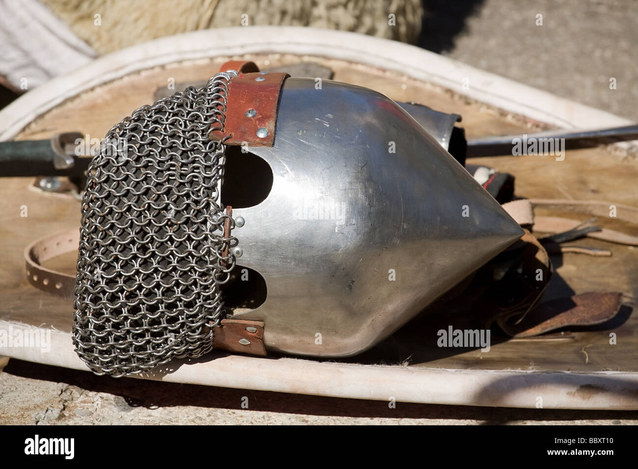 Medieval protection of knights helmet and an armour Stock Photo - Alamy