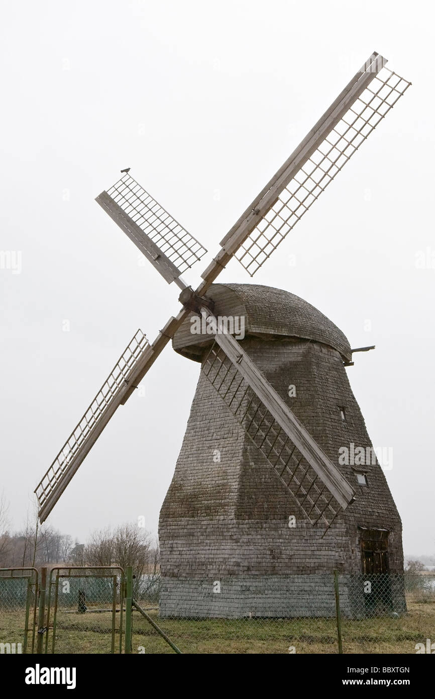 old Russian wooden windmill Stock Photo - Alamy