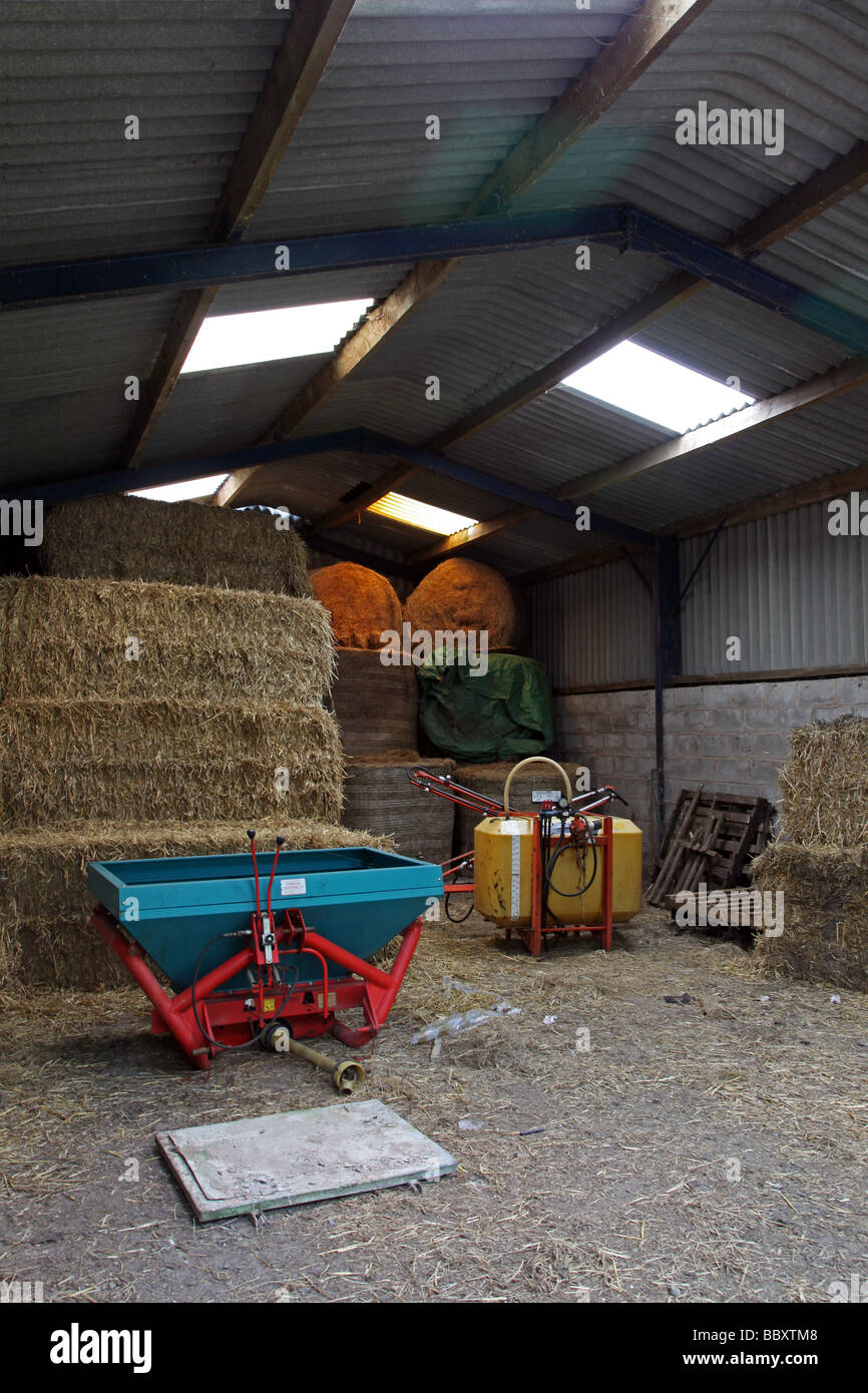 Inside of a farm barn Stock Photo - Alamy