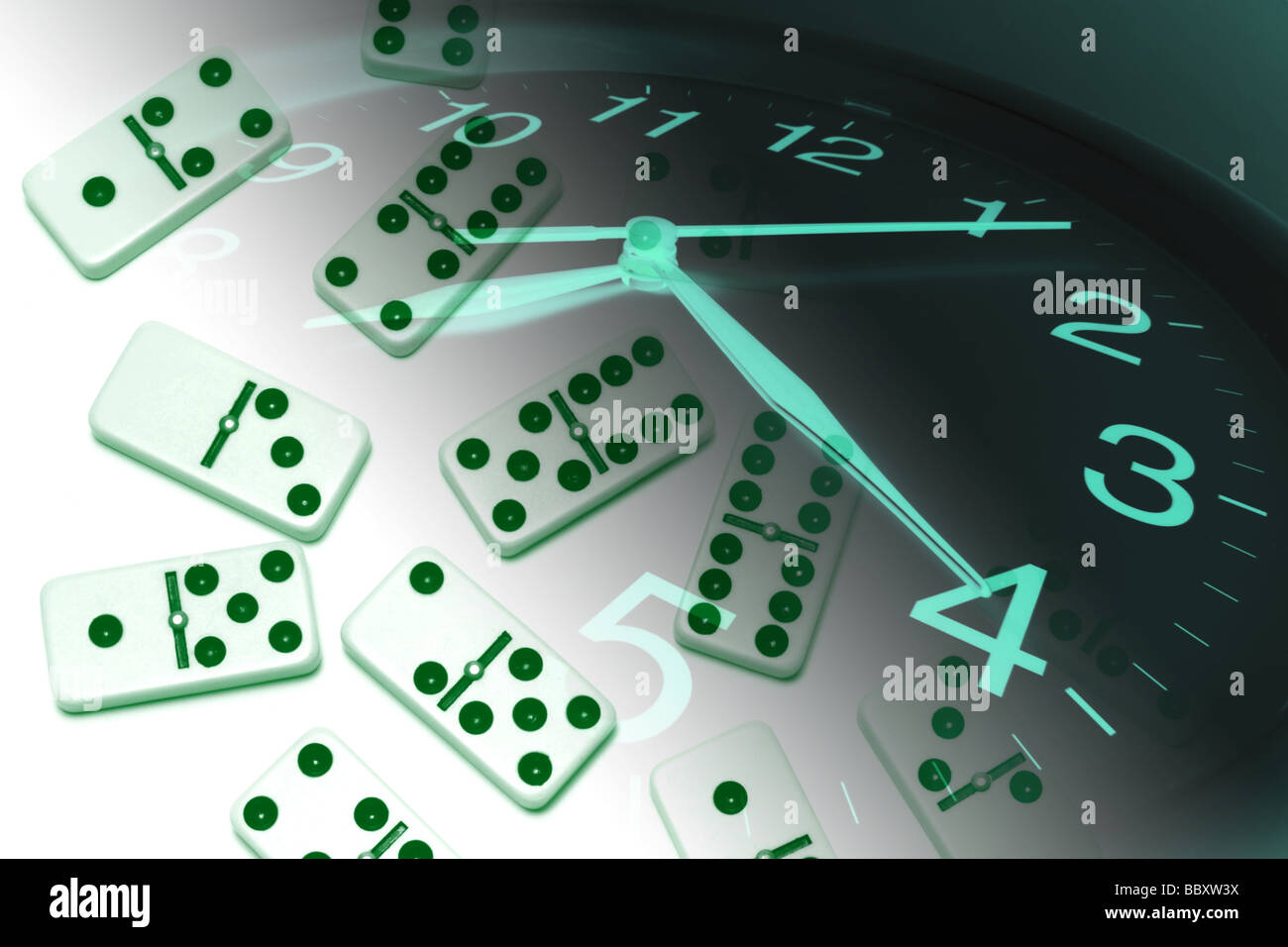 Clock and Dominoes Stock Photo - Alamy