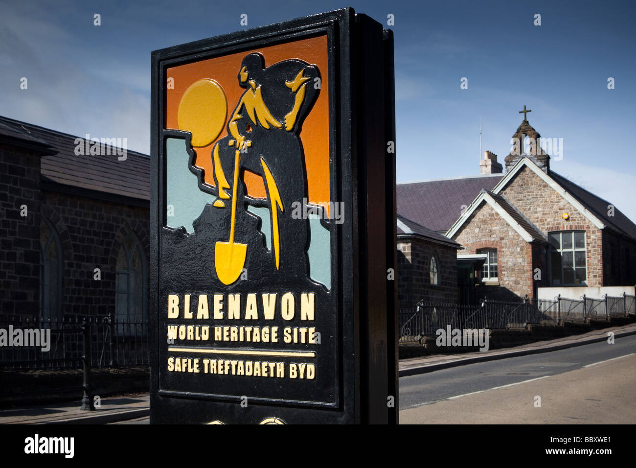 Sign for Blaenavon Heritage Site Torfaen South Wales UK Stock Photo - Alamy
