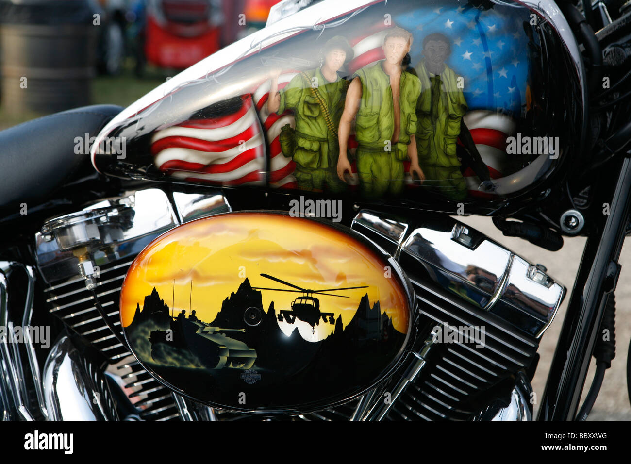 A motorcycle is painted as a memorial to honor Vietnam Veterans during ...