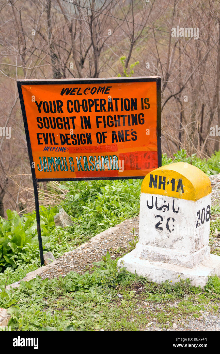 One of many roadside signs extolling the virtue of the Kashmir Valley ...