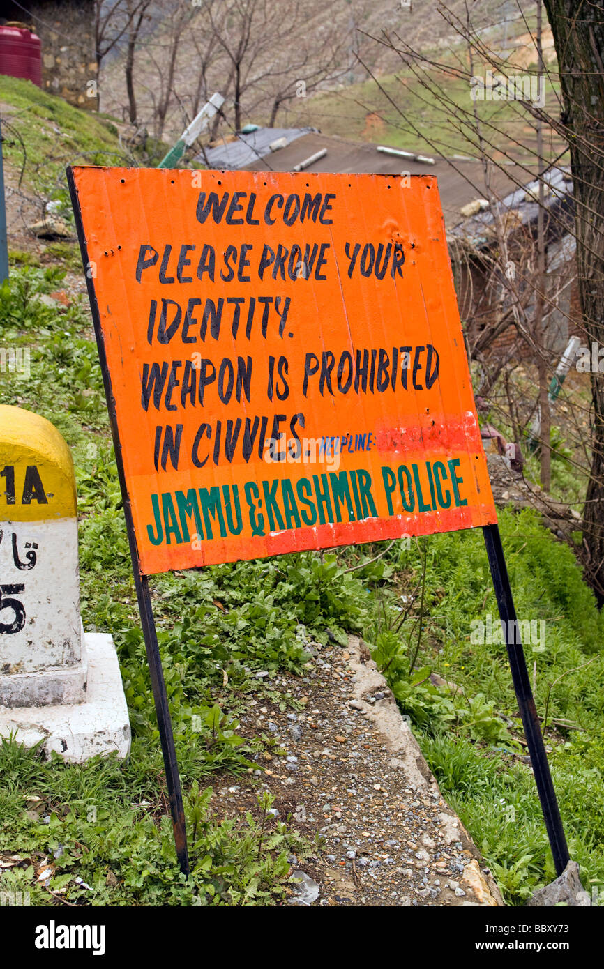 One of many roadside signs on the Srinagar to Jammu road Stock Photo ...
