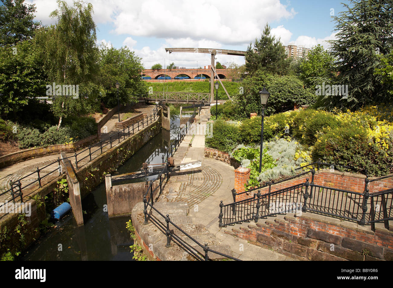 Designed and derelict garden in Water street Manchester UK Stock Photo ...