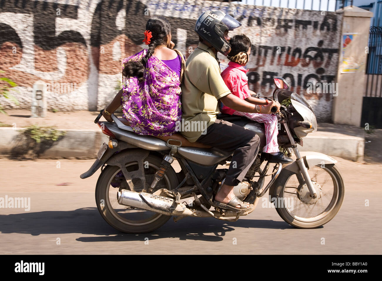 Indian family on bike hi-res stock photography and images - Alamy