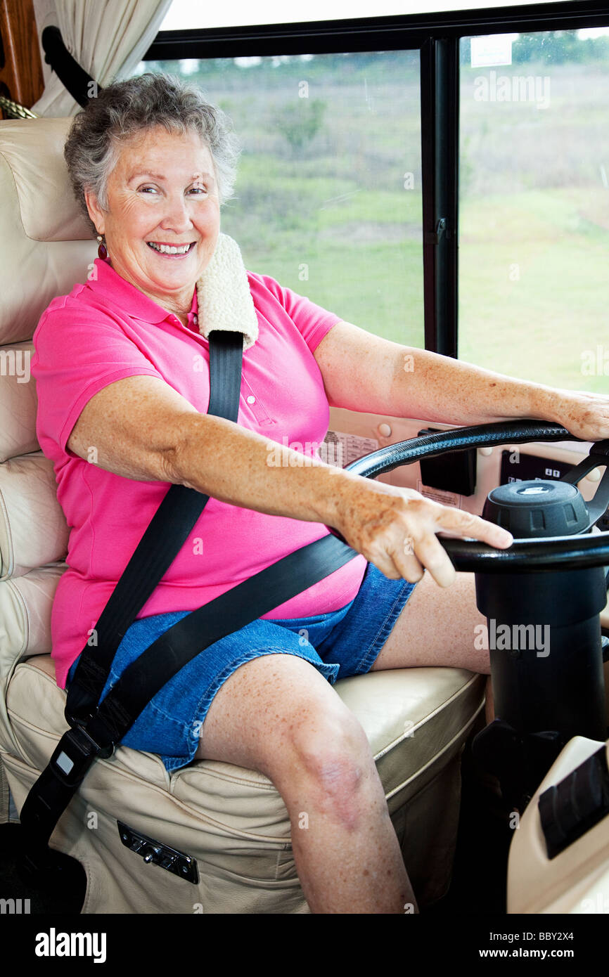 Senior woman driving motor home hi-res stock photography and images - Alamy