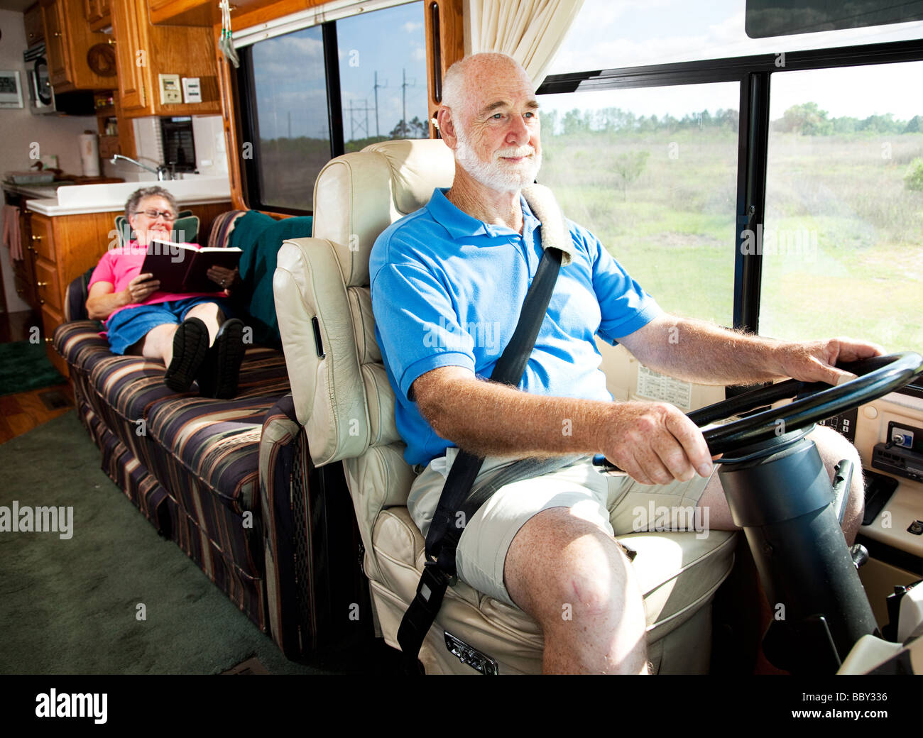 Senior woman driving motor home hi-res stock photography and images - Alamy