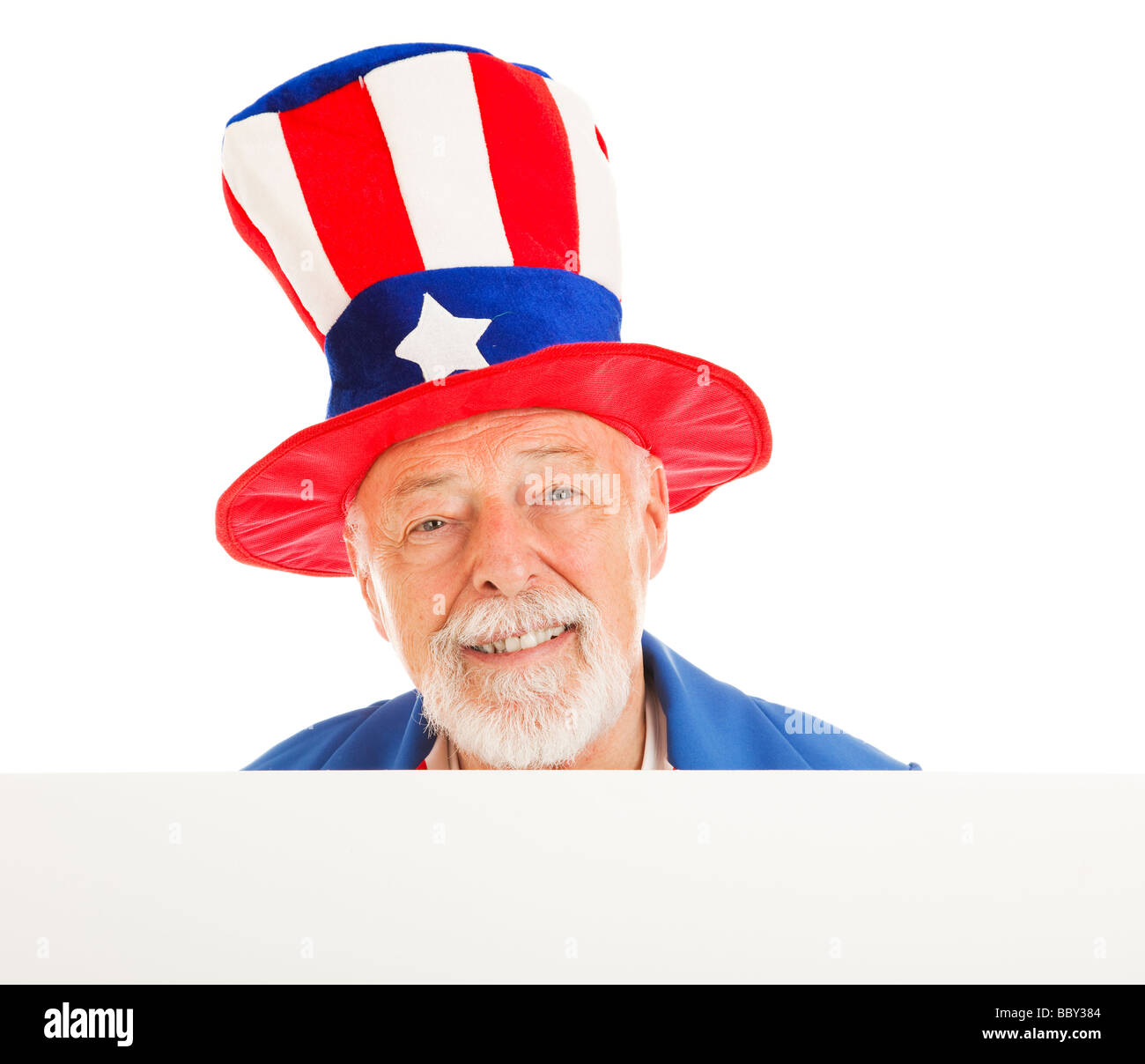 American icon Uncle Sam design element Isolated head peering over white ...