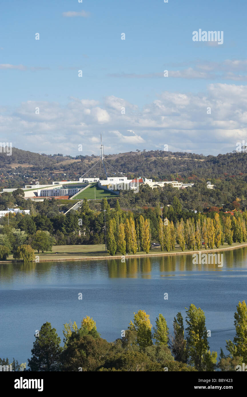 Parliament House Capital Hill and Autumn Colour Lake Burley Griffin Canberra ACT Australia Stock ...