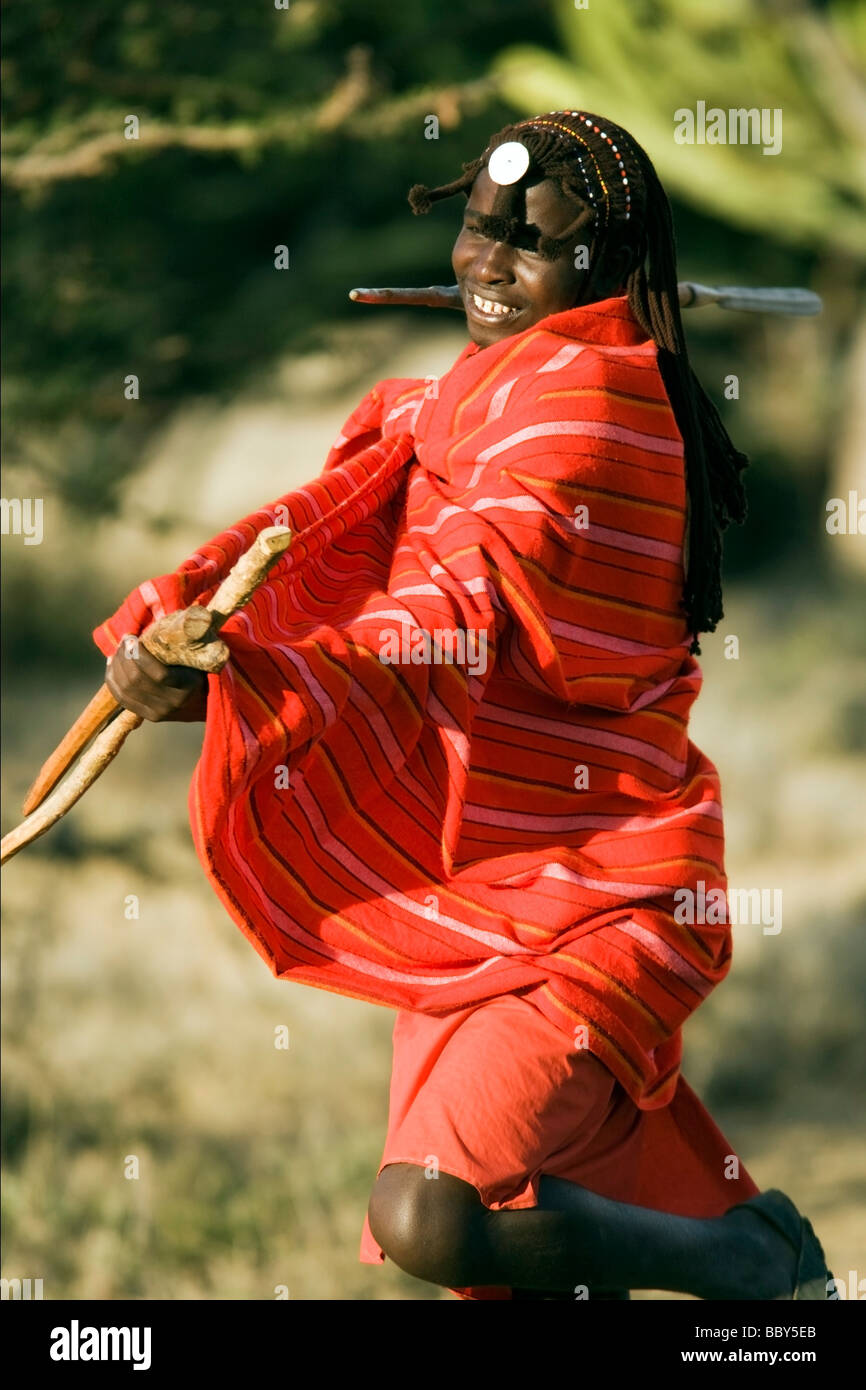 Maasai Warrior throwing spear - Maji Moto Maasai Village - near Narok ...