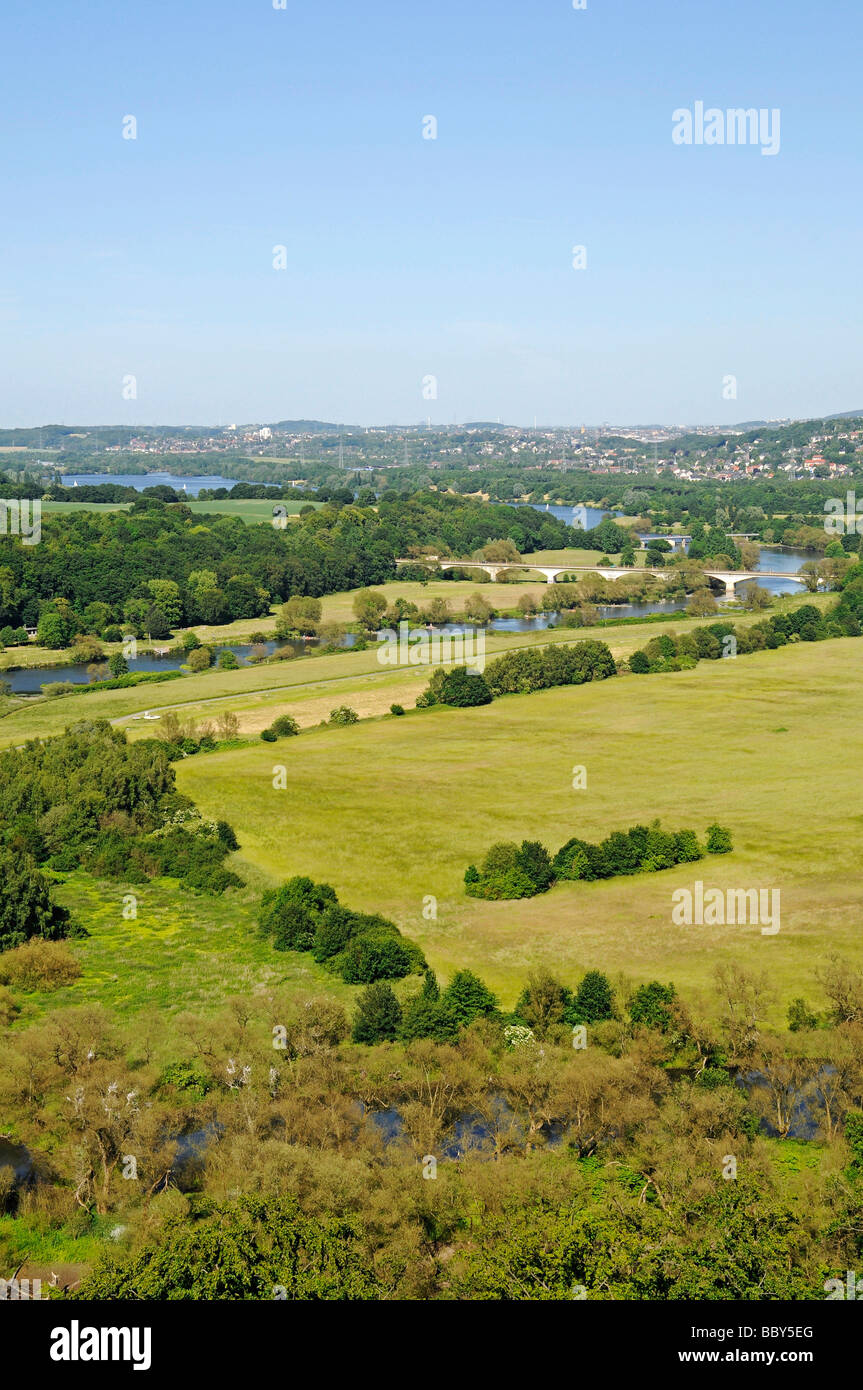 View of the Ruhr valley with the river Ruhr and Kemnader See lake from ...